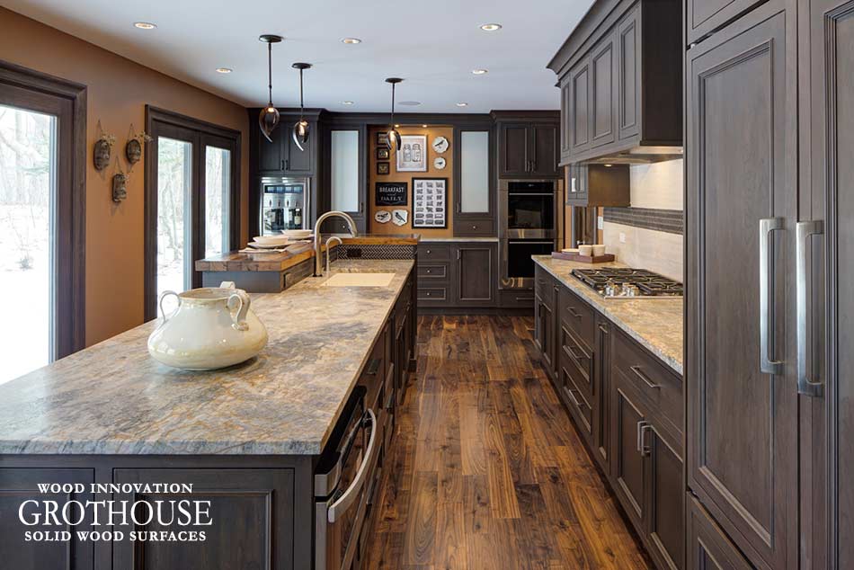 Reclaimed Chestnut Kitchen Bar Top in Kildeer, Illinois